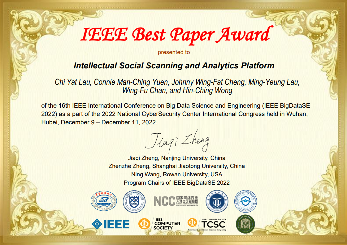 Research Paper Coauthored by Dr. Connie Yuen and Dr. Johnny Cheng awarded the IEEE Best Paper ...